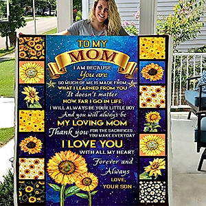 Maylian My Mom from Son Sherpa Fleece Blanket Birthday Present Sunflowers (X-Large 80 X 60 INCH)