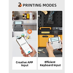 Makeid E1 Portable Label Maker - Bluetooth Compatible Thermal Printer - QWERTY Keyboard, 4.42" LCD Screen - Prints 9mm, 12mm, 16mm Clear Waterproof Sticker Labels - Includes USB Cable