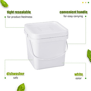 Suzile 10 Pcs 1 Gallon Square Bucket with Lid Food Grade Plastic Bucket 4.5L Utility Industrial Pail with Handle Container for Food Oil Tub Water Fishing Paint House Cleaning Car Washing