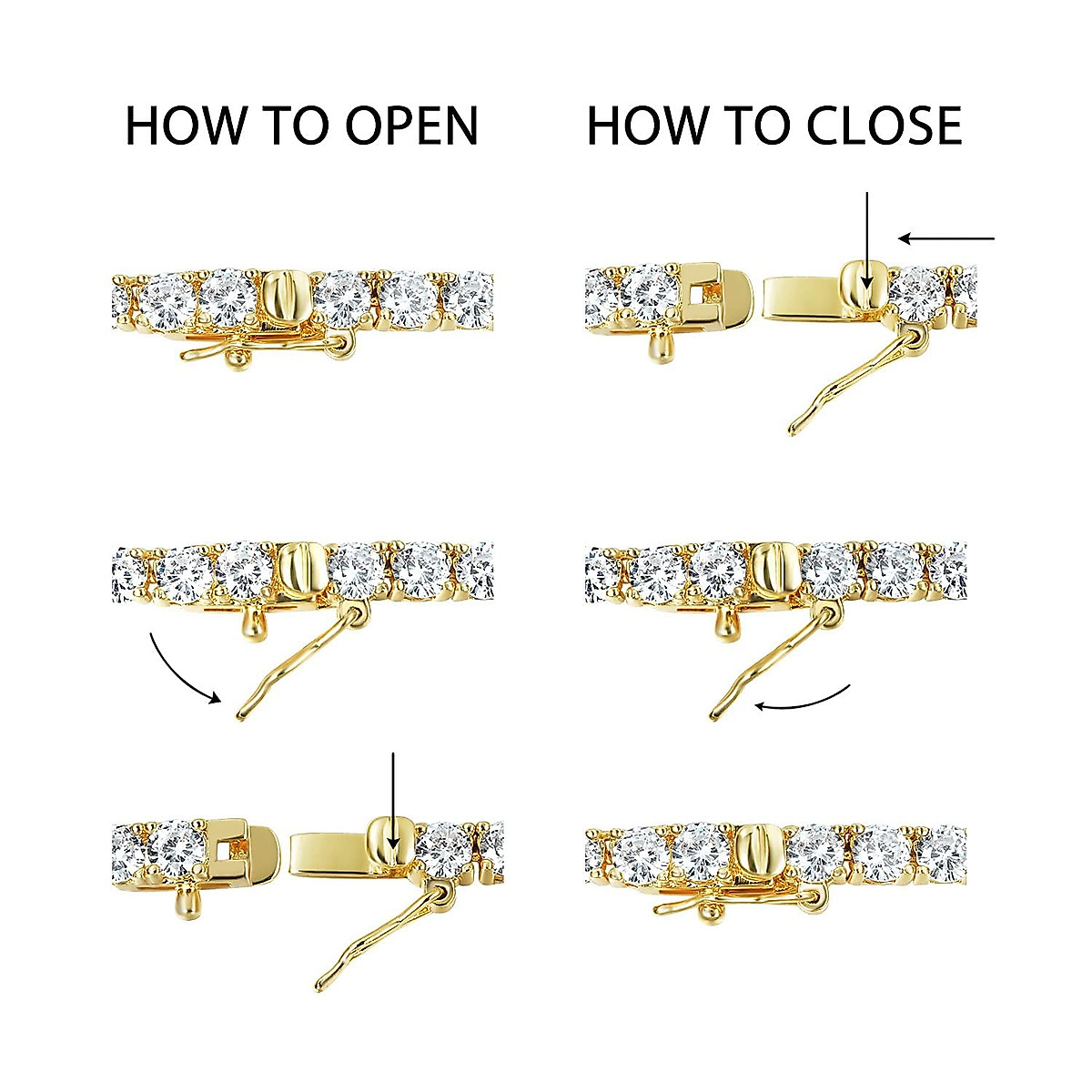 4mm Yellow Gold Tennis Neklace, GMESME 18K Gold Plated 4.0mm Cubic Zirconia Classic Tennis Necklace 16 Inch