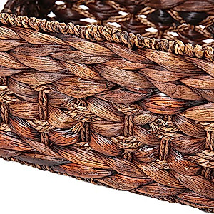 Storage Basket made by Water Hyacinth with Wood Handles, Arts and Crafts. (RectangleA-Medium)