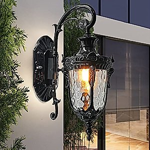 Bazargame Outdoor Wall Lantern,Outdoor Lighting Lantern Lamp,Dusk to Dawn Sensor Outdoor Wall Sconce,for Courtyard Garden House Garage Entrance