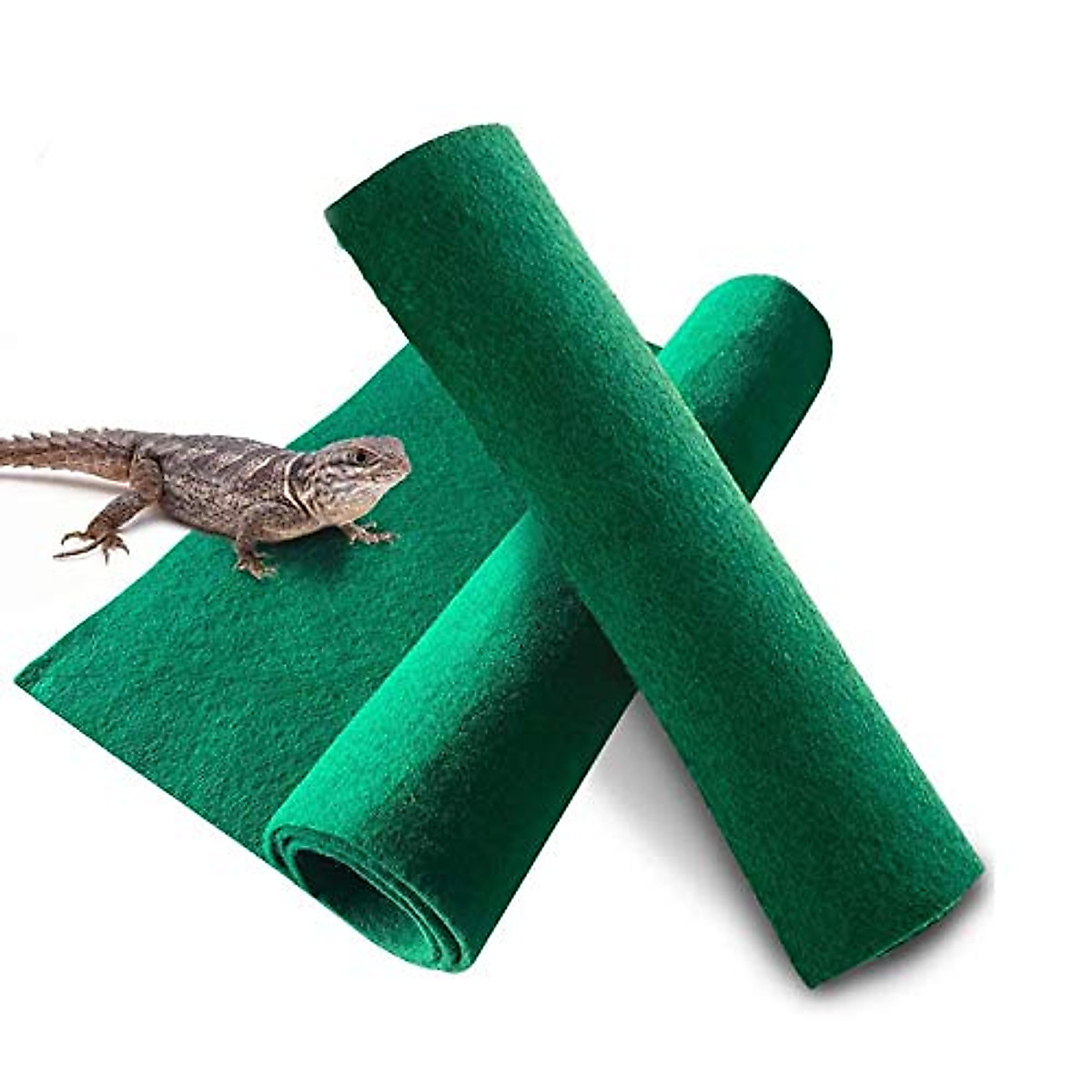 Reptile Carpet 39.4" x 19.7-2pcs Terrarium Substrate Liner Pet Habitat Bedding Soft Green Mat for Bearded Dragon Lizards Gecko Chamelon Iguana Turtles Snakes