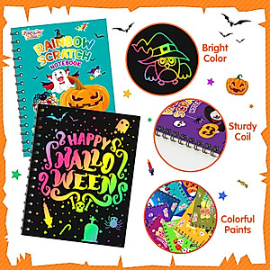 Halloween Party Favors for Kids Bulk: 24 Pack Rainbow Scratch Art Notebook Bulk Scratch Art Party Favors Girls Boys Birthday Party Favors Classroom Prizes Gifts