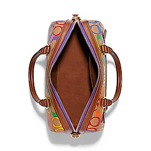 COACH Womens Rowan Satchel In Rainbow Signature Canvas IM/Khaki Multi