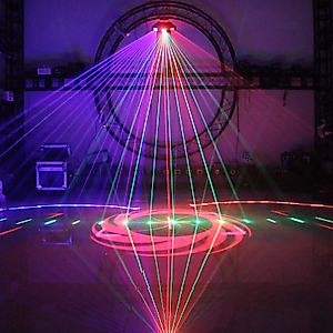 Pattern Party Light, Four Beam Effect,Scan Pattern Lights, Party Lights by DMX Control, Stage Lights for Festive - Home Dance Party Disco Bar Club Light Projecter