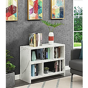 Convenience Concepts Northfield Console 3-Tier Bookcase, White Faux Marble