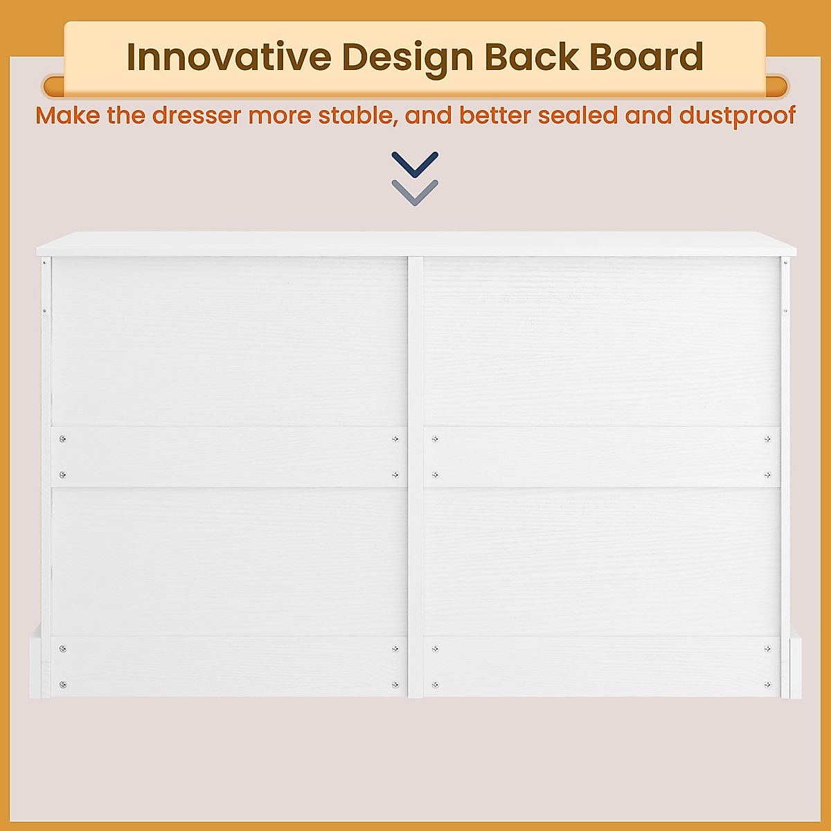 DICTAC 8 Drawers Dresser for Bedroom, White Large Chest of Drawers, Long Modern Double Dressers, Big Clothing Storage Organizer Closet with Ample Space, 51.6''L x 15.7''D x 37.7''H