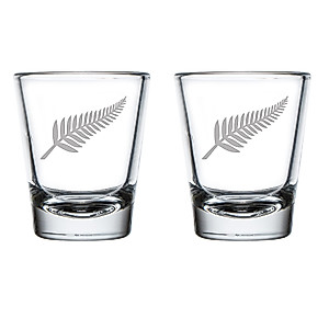 MIP Brand Set of 2 Shot Glasses 1.75oz Shot Glass New Zealand Silver Fern