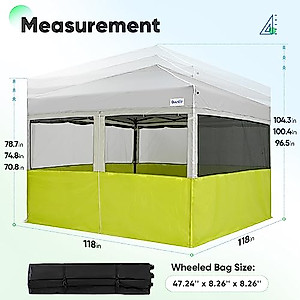 Quictent 2 in 1 Pop up Canopy Tent 10’x10’ with Sidewalls, One Person Ez up Screened Gazebo Canopy, 4 Large Mesh Windows with Window Cover for Camping, Backyard and Outdoor (Gray&Green)