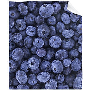 Blueberry Throw Blanket 3D Food Blanket for Girls Boys Kids Soft Cozy Fleece Funny Food Blanket for Bed Couch Sofa Chairs—All Season Small 50"x40"(Throw) Kid