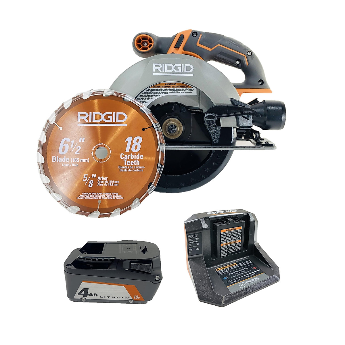 RIDGID 18V Cordless 6-1/2 in. Circular Saw Kit with (1) 4.0 Ah Battery and Charger