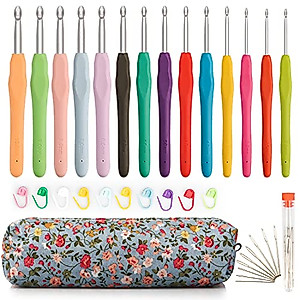 OWill 14 Piece Crochet Hooks Set, Crochet Kits Suitable for Beginners Adults, Soft Grip Crochet Needles with Storage Case, Ergonomic Crochet Hooks Applications for Knitter Enthusiasts
