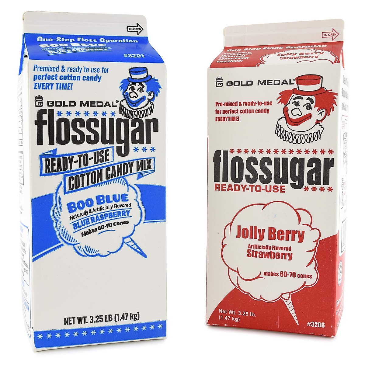 Gold Medal Cotton Candy Flossugar, Grape and Cherry, 52 oz - 1/2 Gallon, 2 Pack
