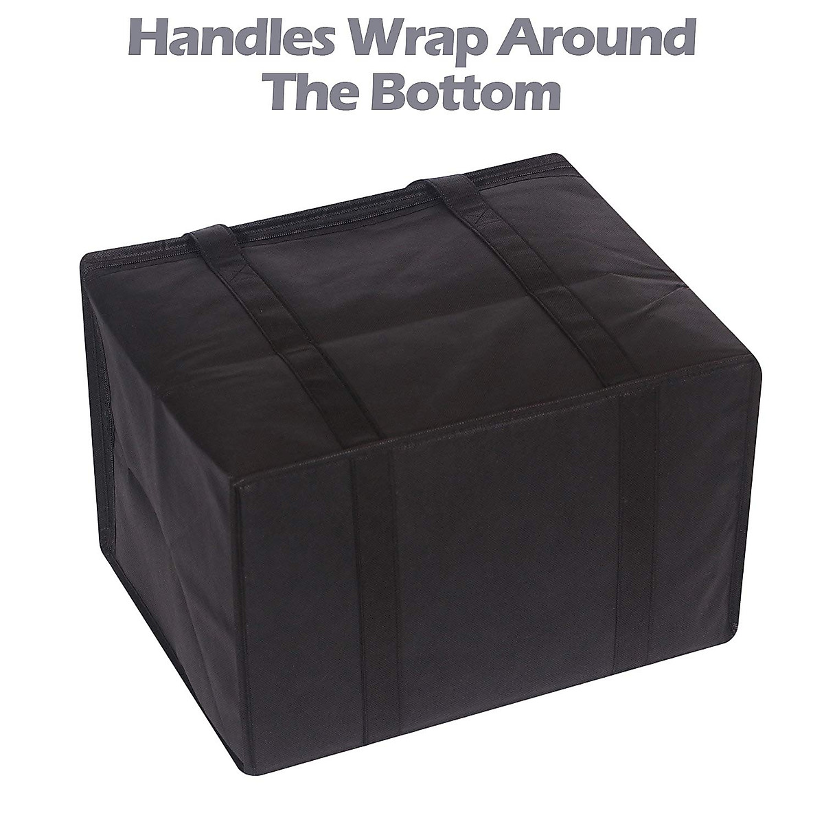 Set of 4 Large Insulated Reusable Grocery Bags with Sturdy Zipper and Handles, Foldable Washable Heavy Duty Cooler Totes for Hot or Cold Food Delivery, Groceries, Travel, Shopping