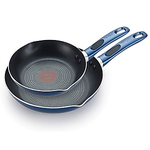 T-fal B037S264 Excite ProGlide Nonstick Thermo-Spot Heat Indicator Dishwasher Oven Safe 8 Inch and 10.5 Inch Fry Pan Cookware Set, 2-Piece, Blue