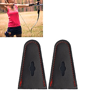 VBESTLIFE Archery Bow Limb Tip Protector, 1 Pair Bow Tip Protector Leather Bow Tip Guard for Outdoor Hunting Recurve Bow (Black)