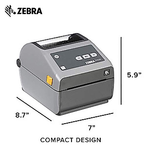 Zebra ZD620d Direct Thermal Desktop Printer 203 dpi Print Width 4 in WiFi Bluetooth Ethernet Serial USB ZD62042-D01L01EZ (Renewed)