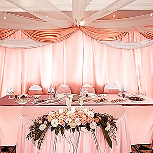 Foil Party Rectangular Table Covers Table Cloth 54 x 108 Inch Shiny Plastic Waterproof Tablecloth Party Table Cover for Wedding Anniversary Engagement Party (Rose Gold, 3 Pieces)