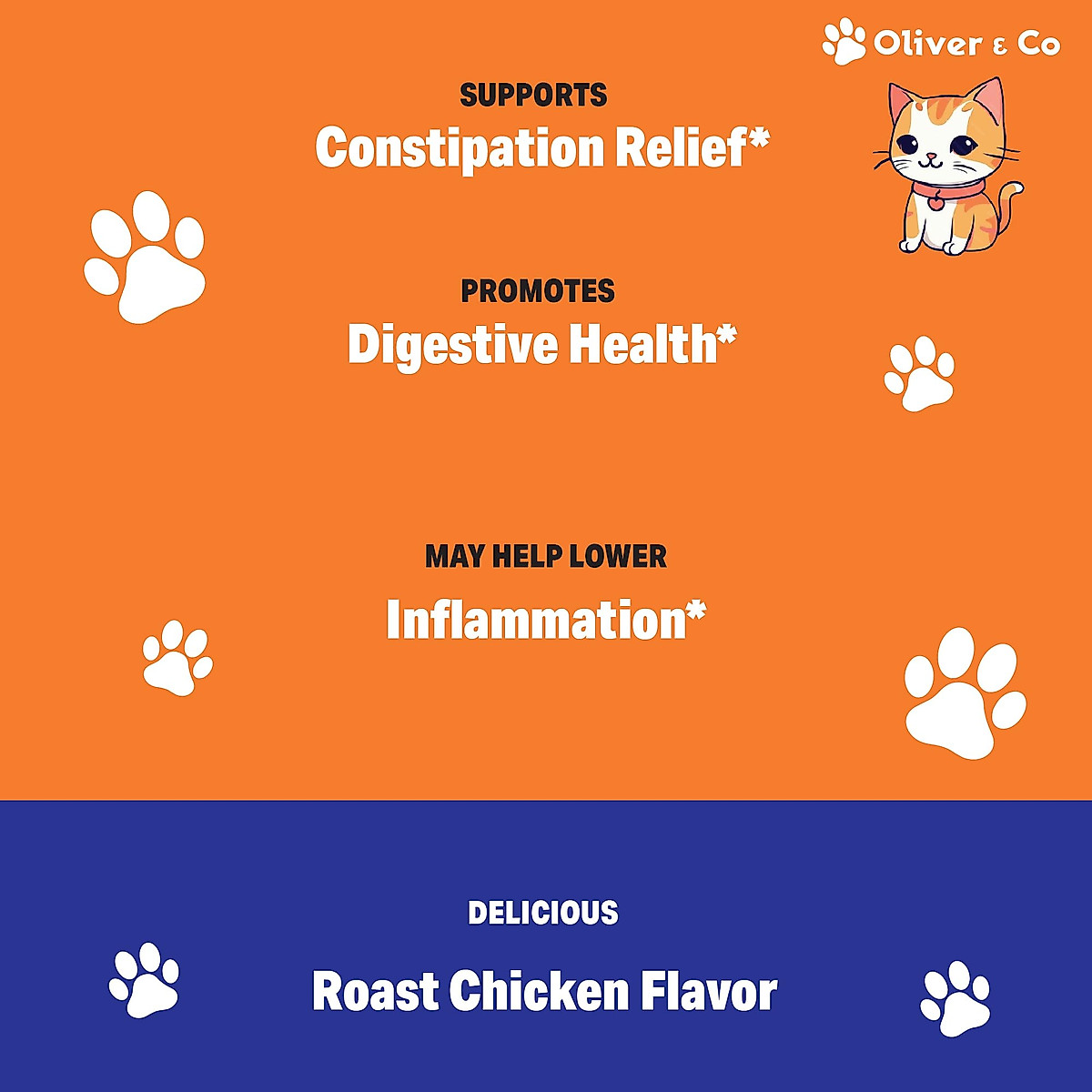 Oliver & Co. Cat Constipation Relief - Cat Laxative - Cat Constipation - Constipation Relief for Cats -Constipation Relief for Cat - Cat Laxative Constipation Relief - 1 fl oz - Roast Chicken Flavor