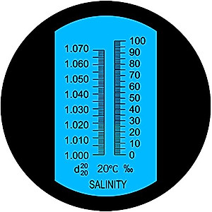 Professional Automatic Temperature Compensation Salinity Refractometer for Aquariums, Marine Monitoring, Saltwater Testing.Dual Sacle: 0-100ppt & 1.000-1.070 Specific Gravity