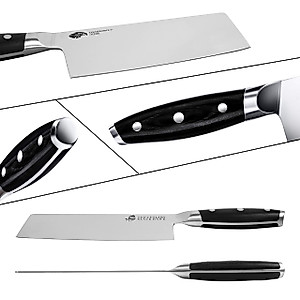 TUO Cleaver Knife - 7 inch Vegetable Meat Cleaver Knife - Chinese Cleaver - German HC Steel - Full Tang Pakkawood Handle - BLACK HAWK SERIES with Gift Box