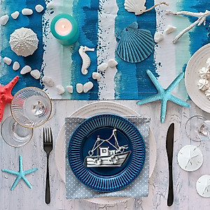 Jetec 26 Pcs Resin Starfish Ornaments Bulk Beach Wedding Bathroom Wall Decor Seashell Sand Dollars Beach Coastal Theme Summer Tree Fish Net Decor