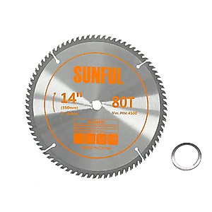 14 Inch Miter/Table Saw Blades 80T with 1 Inch Arbor Circular Saw Blade for Cutting Wood (14")