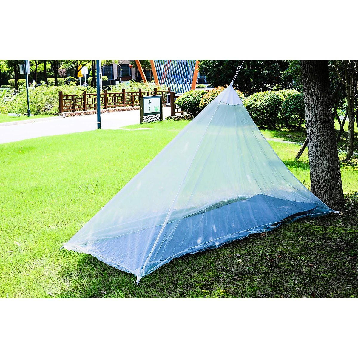 No-See-Um Camping Mosquito Net Bed Compact and Ultra-Light for Travel，Finest Holes Mesh 2000 Noseeum Netting for Camping and Hiking, Without Sleeping Mat (Single Light Grey Color，M)