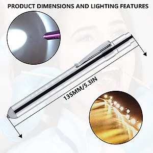 VAKS Pen Lights for Nurses Doctor, Reusable White Light LED Medical Penlights for Nurses Students EMTs with Pupil Gauge and Ruler, 3 Pack