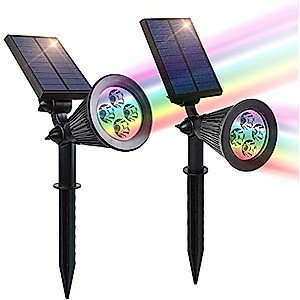 CallToU Solar Spot Lights 7 Colors Halloween Lights Christmas Solar Outdoor Light Waterproof Landscape Lighting 180°Adjustable Solar Landscape SpotLights for House Backyard Pool Patio Garden 2 Pack