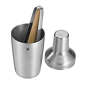 WMF Cromargan 5pc Stainless Steel/Beech Wood “Matrjoshka” bar Gift Set (Jigger, Tongs, Sieve, Pestle, Measure), Dishwasher Safe