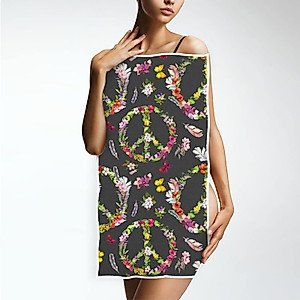 senya Kitchen Towels Peace Sign with Flowers - Kitchen Dish Towels - Reusable Cleaning Cloths - Polyester Cotton Towels(236na4a)