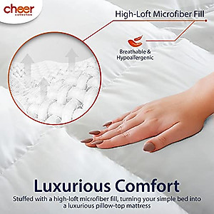 Cheer Collection Thick Mattress Topper - Ultra Luxurious Bed Topper with Stable Anchor Bands – Queen Size 60" x 80"