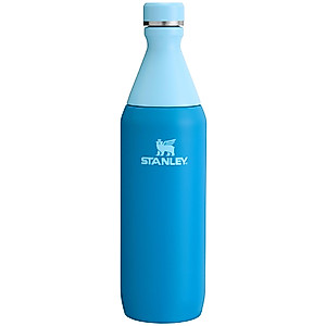 Stanley All Day Slim Bottle 20 oz | Leakproof Twist on Lid | Slim Design for Travel and Gym | Insulated Stainless Steel Water Bottle | BPA-Free | Azure