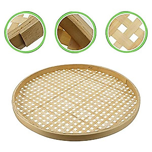 GEEKLLS Breakfast Tray Basket Tray Baskets Storage Serving Shallowflat Round Weaving Bread Sieve Farmhouse Vegetable Snack Kitchen (Color : 36CM36X36X1.5CM)
