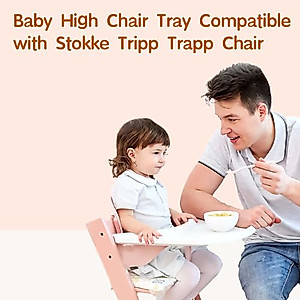Baby High Chair Tray Compatible with Stokke Tripp Trapp Chair, Tripp Trapp Tray Replacement, Easy to Installa & Clean, BPA-Free Plastic, Suitable for Toddlers Aged 6-36 Months, White Baby Feeding Tray