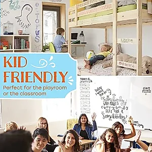 MMFB White Board Sticker Dry Erase, Chalkboard Wallpaper Stick and Peel Adhesive Roll with 4 Ery Erase Chalk Markers for Wall, Tables, Schools, Home (17.8" X 84", 1 Pack)