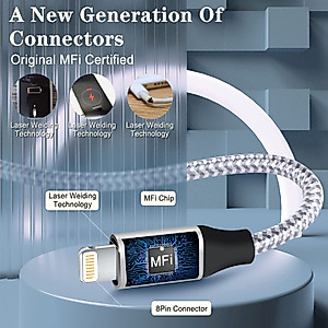 USB C to Lightning Cable,iPhone Charger Fast Charging Cord [Apple MFi Certified] 3Pack 10FT Fast iPhone Charger Cable,Nylon Braided USBC to Lightning Cable for iPhone 14 Pro/13/12 MiNi/11/XR,AirPods