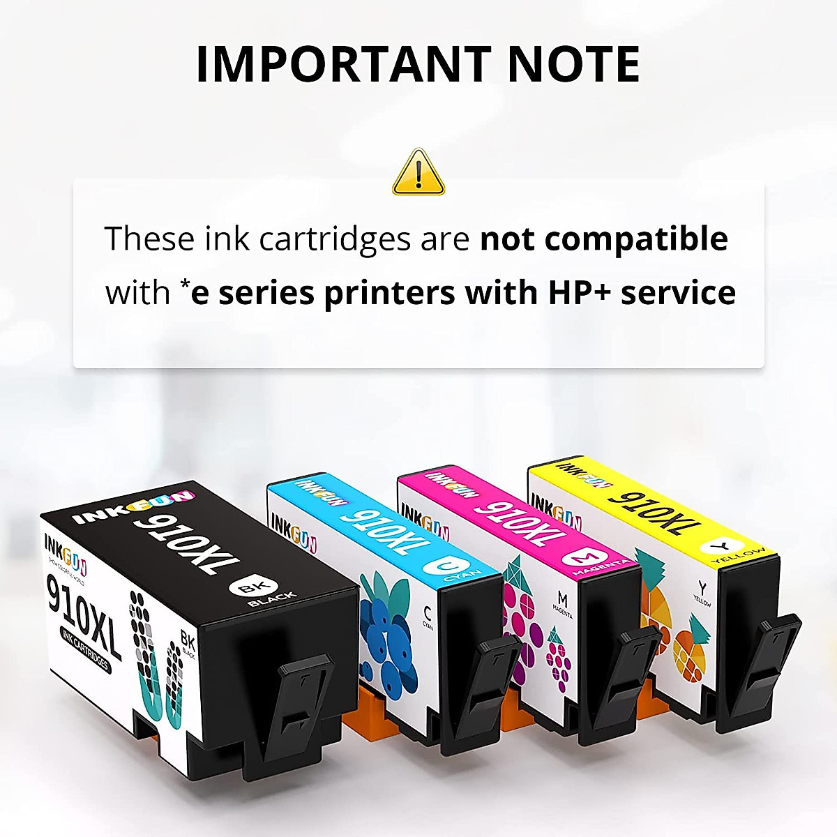 INKFUN 910 910xl Ink Cartridges Combo Pack Replacement for Printer Ink 910 for OfficeJet Pro 8020 8025 8025e 8035 8035e 8028 8022 8015 Printer, Black Cyan Magenta Yellow(4 Pack)