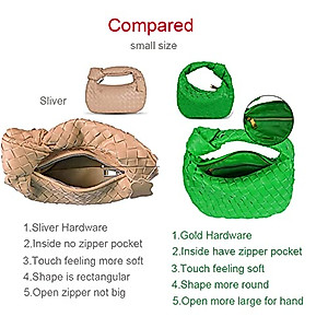 QWERTYUI Women Knotted Woven Handbag Soft Leather Fashion Shoulder Bag High Capacity Lightweight Handmade Clutch Bag,Silver,One Size