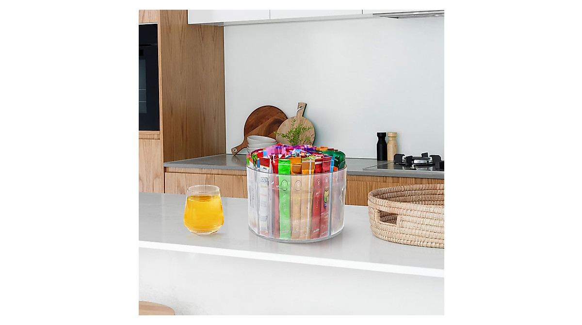 Drink Packet Organizer - Rotating Storage Solution
