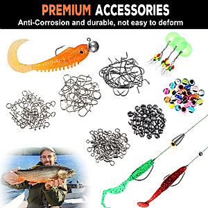 PLUSINNO 201pcs Fishing Accessories Kit, Fishing Tackle Box with Tackle Included, Fishing Hooks, Fishing Weights, Round Split Shot，Fishing Gear for Bass, Trout, Catfish