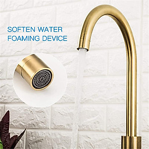 WEITOL Kitchen Sink Faucet for Bar Farmhouse Commercial, Stainless Steel Wire Drawing Golden Kitchen Faucet, Hot and Cold Water Faucet, Mixer Tap Kitchen Accessories