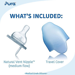 Pura Kiki 11oz/325ml Stainless Steel Sippy Cup Bottle w/Sleeve, Plastic-Free, MadeSafe Certified, Medical-Grade XL Silicone Sipper Spout Fast Flow for Kids, Toddlers, Babies & Infant - Slate Bumper