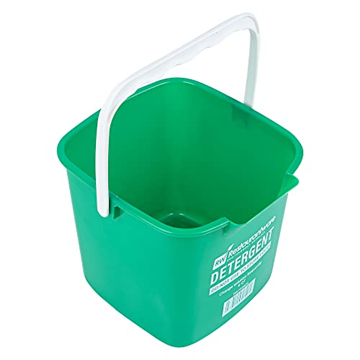 RW Clean 6 Quart Cleaning Buckets, 10 Detergent Square Buckets - With Measurements, Built-In Spout And Handle, Green Plastic Utility Buckets, For Home Or Commercial Use, - Restaurantware