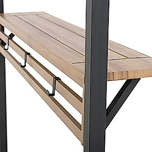 Sunjoy 5 x 8 ft Grill Gazebo with Double Tiered Canopy Roof, Black Steel Frame Grill Gazebo for Outdoor, Patio, Garden, and Backyard Activities, Khaki