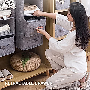 XJ-HOME Wardrobe Cotton Linen Storage Hanging Bag Clothes Organizer Multi-Layer Drawer Multifunctional Hanger Rack for Bedroom or Rack,Dark Gray