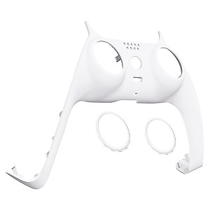 eXtremeRate White Decorative Trim Shell Compatible with p s 5 Controller, DIY Replacement Clip Shell, Custom Plates Cover Compatible with p s 5 Controller with Accent Rings