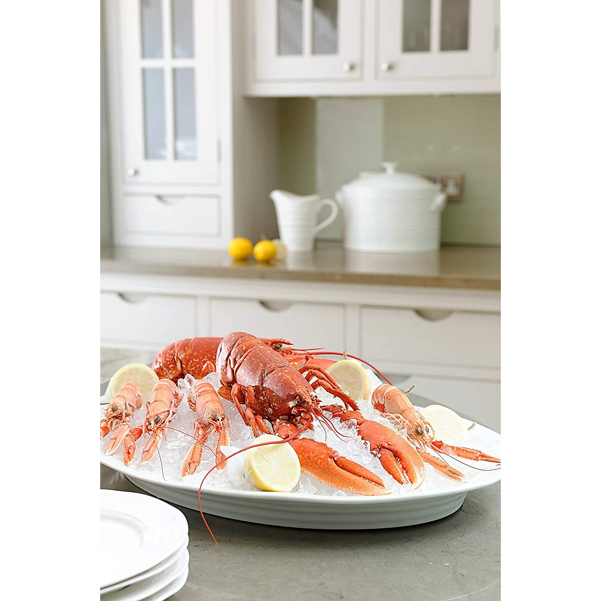 Portmeirion Sophie Conran White Oval Turkey Platter | 20 Inch Large Tray for Serving Appetizers, Snacks and Pizza | Made from Fine Porcelain | Dishwasher and Microwave Safe